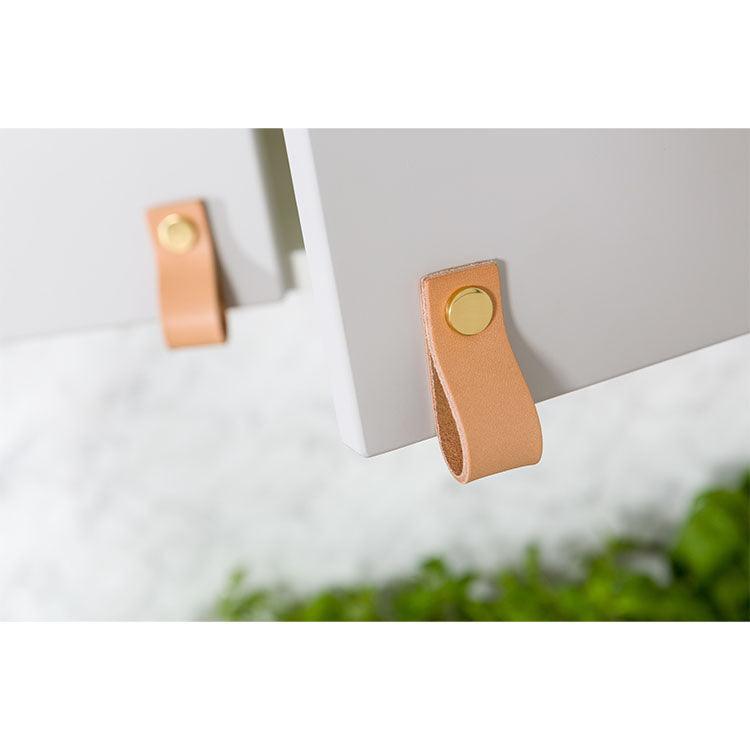Knob Loop | Square | 6.5cm | Brown Leather – Scandi Handles